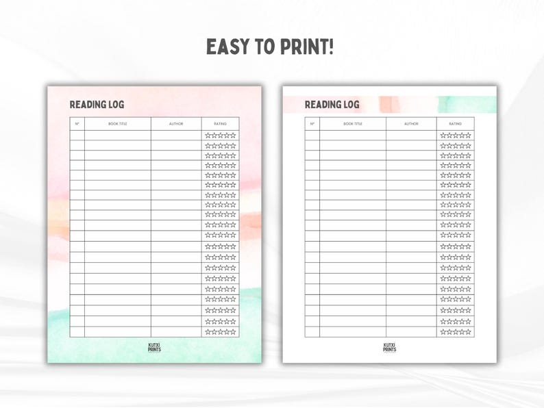 Printable Reading Log | Book Tracker Template | Minimalist Reading ...