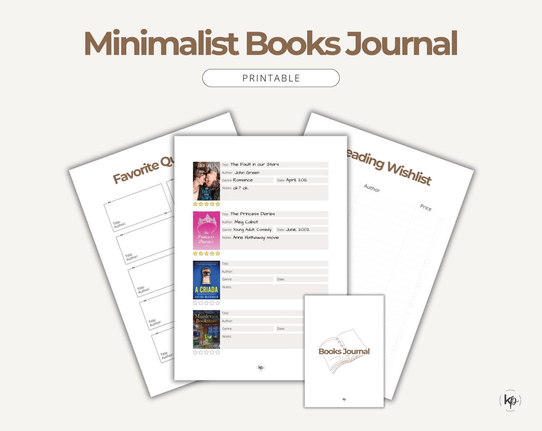 Printable Reading Journal | Minimalist Book Tracker | Simple Book ...
