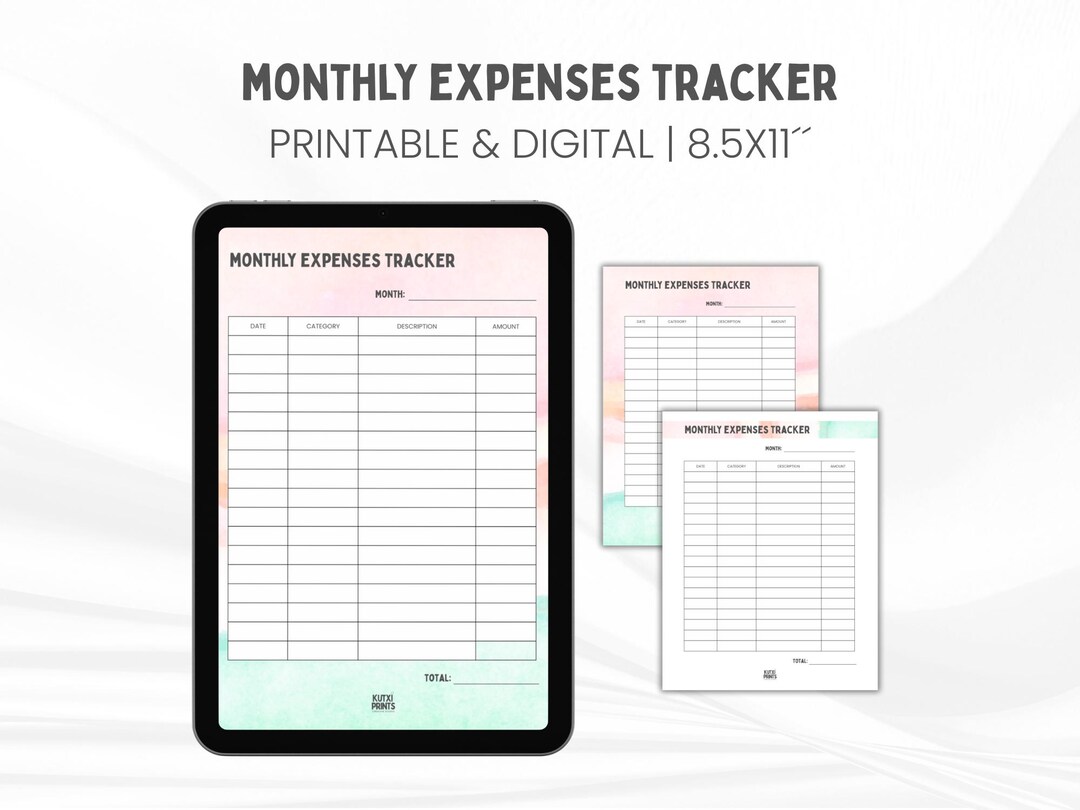 Printable Monthly Expenses Tracker | Budget Planner | Expense Log ...