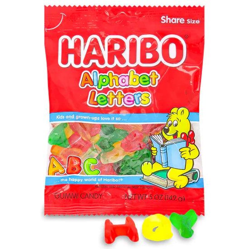 Haribo Alphabet Letters Gummi Candy, Haribo, German Candy, Custom Candy ...