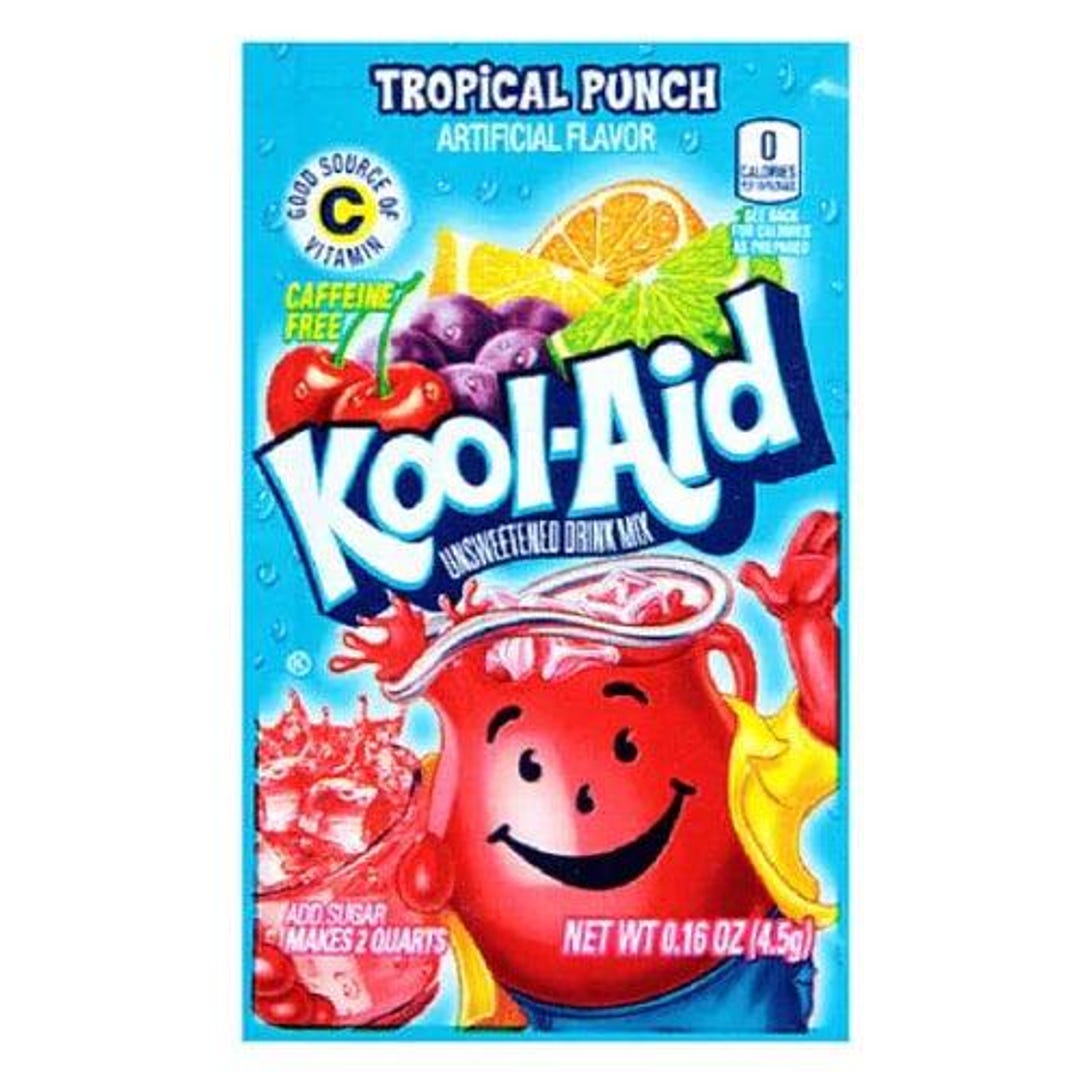 Kool-aid Tropical Punch Drink Mix Packet, Beverage, Drink Mix, Candy ...