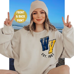 West Virginia Sweatshirt, WVU Sweatshirt College Apparel, Football ...