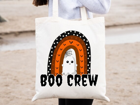 The Boo Crew Canvas Tote Bag Cute Halloween Tote Bag - Etsy