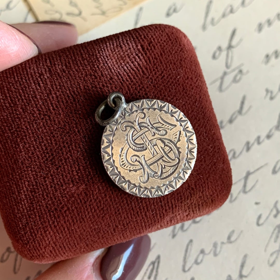 Antique Sterling Silver Love Token With Initials CIS Hand Engraved Coin ...