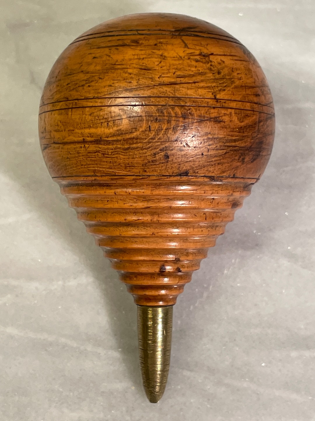 KA522 19C Treen Whipping Top C MOP & Ebony Inlay Hi Mm X Dia Mm Wt Gm ...