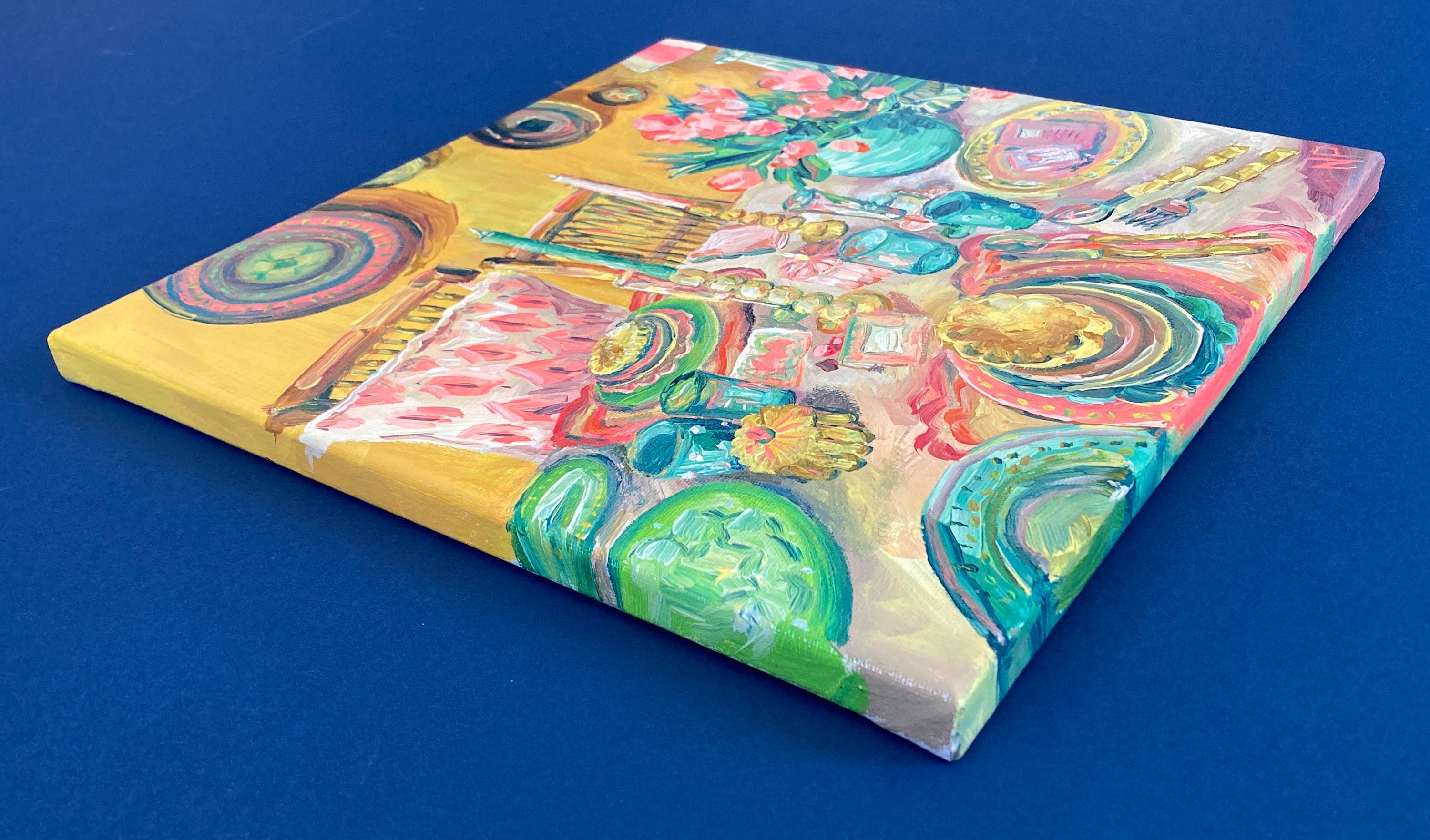 Spring Feast Table 12" X 12" Painting - Etsy