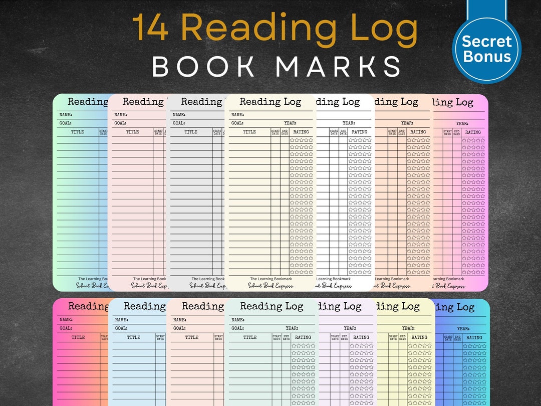 Reading Log Library Card Bookmarks (14) - Etsy