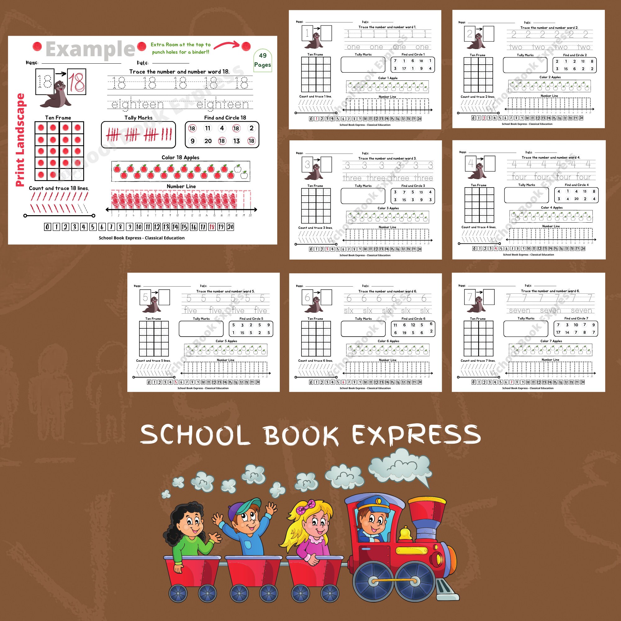 Hojas de trabajo de números 1 a 20, edades 2 a 5, prekínder: plan de ...