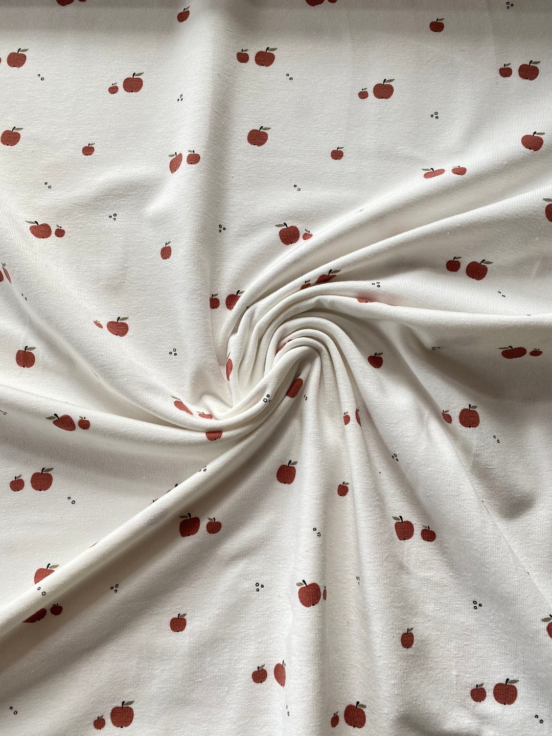 Jersey Apples Cream, Sold by the Meter, Apple Fabric, Children's Fabric ...
