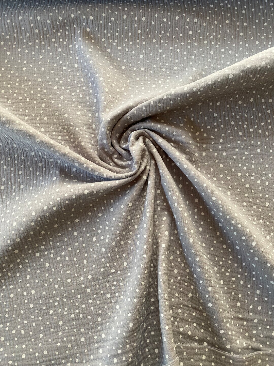Muslin Light Gray Dots Muslin Fabric by the Metre Cotton - Etsy