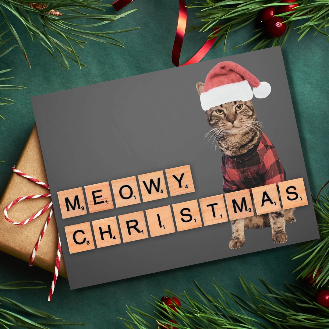 Funny Christmas Card Meowy Christmas Holiday Gift Stocking Stuffer ...
