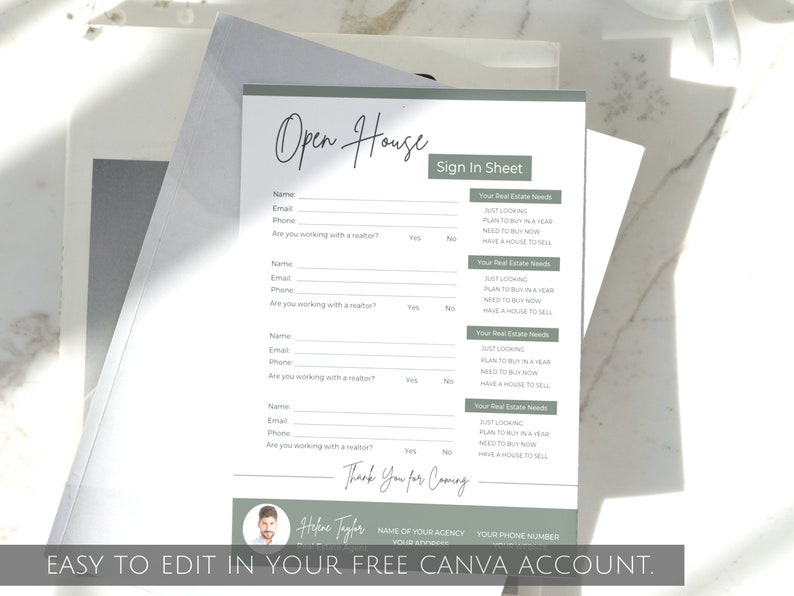 Editable Open House Sign in Sheet Realtor Open House Form - Etsy