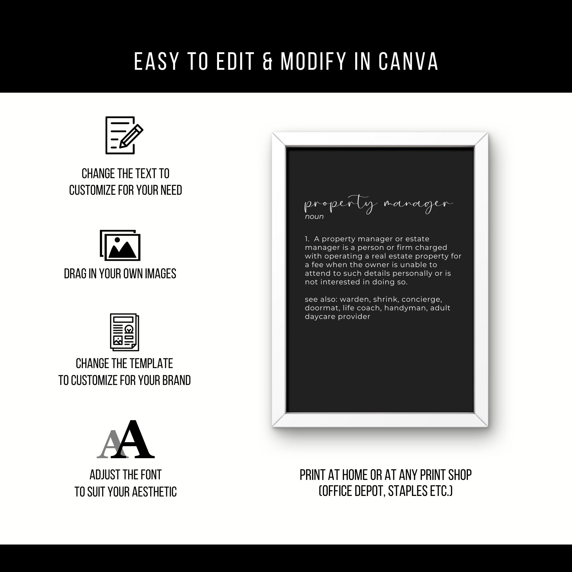 Property Manager Definition Poster, Property Manager Office Decor ...