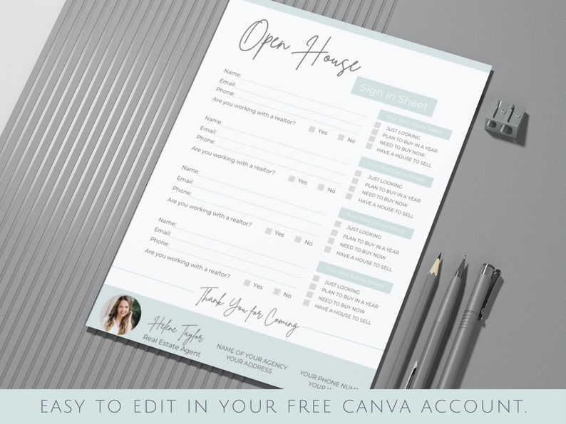 Editable Open House Sign in Sheet Realtor Open House Form - Etsy
