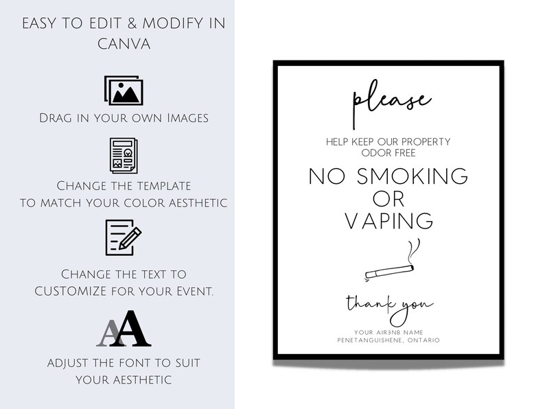 Editable No Smoking Sign Please No Smoking or Vaping Sign No - Etsy