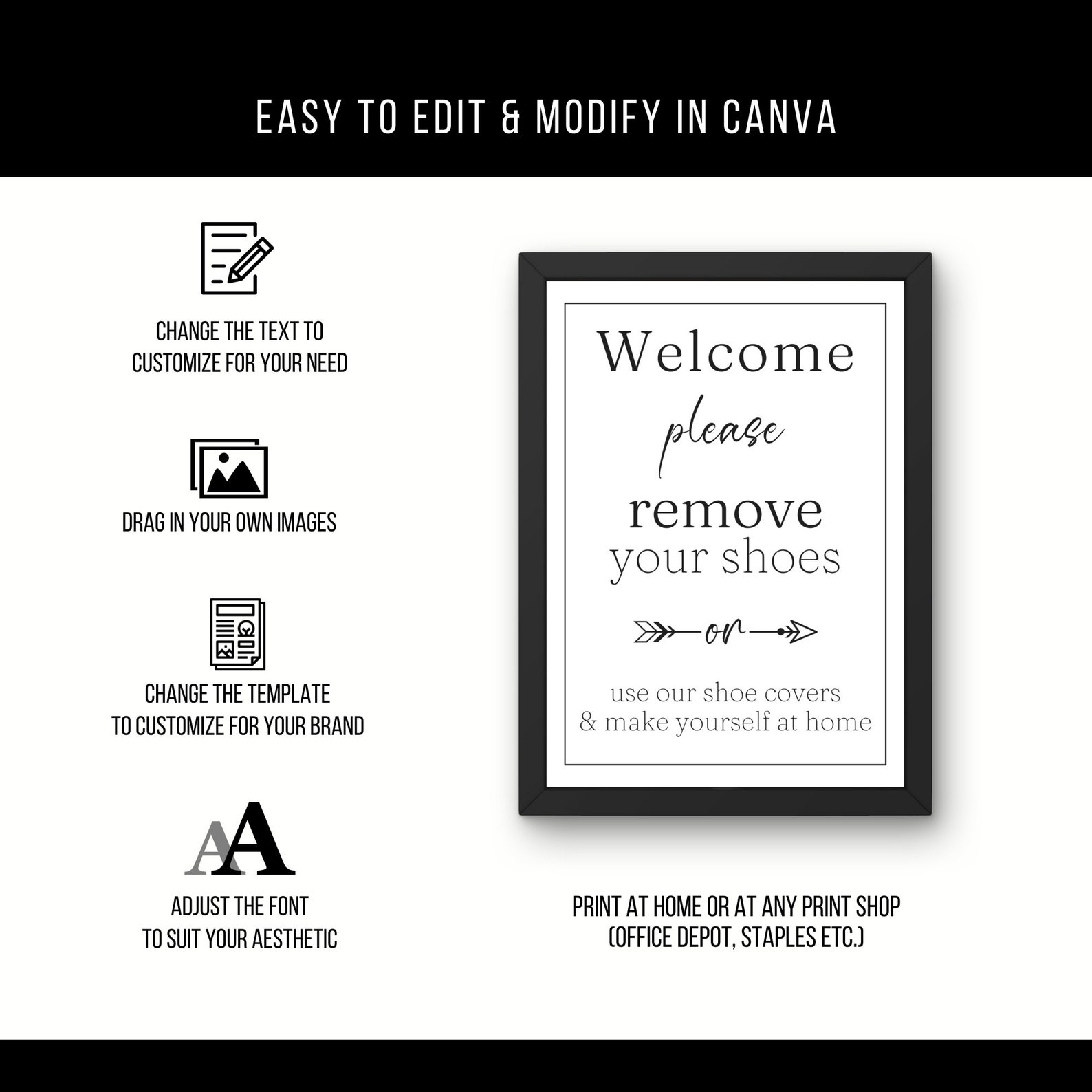 Editable No Shoes Sign, Remove Your Shoes Sign Template, Airbnb Sign ...