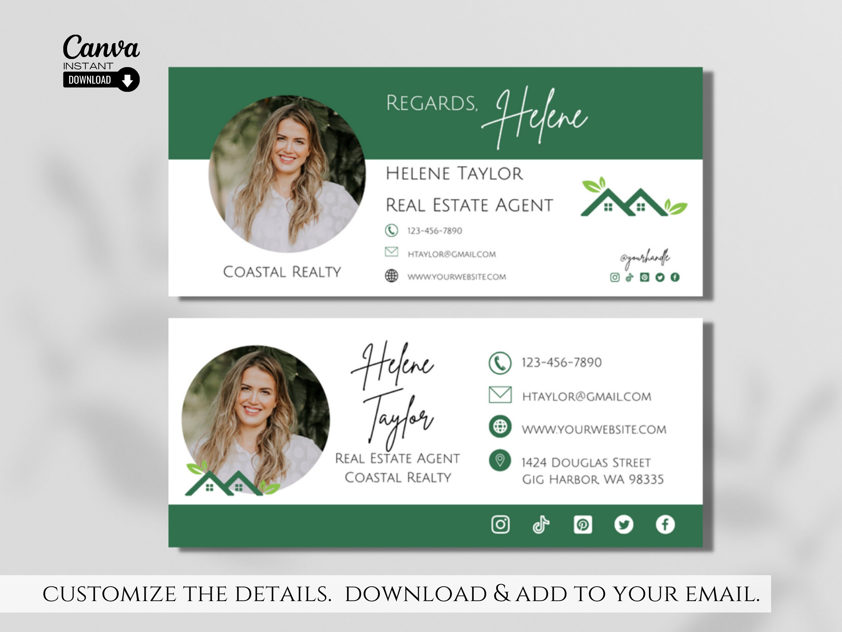 Editable Email Signature Template Bundle Canva Gmail Business - Etsy