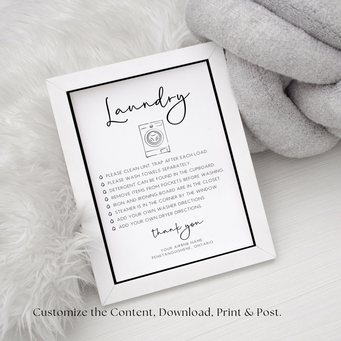Airbnb Laundry Room Sign: Printable Template (8x10, 5x7, 8.5x11) - Etsy