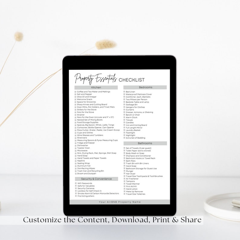 Airbnb Inventory Checklist, Airbnb Essentials Checklist, Housekeeping ...