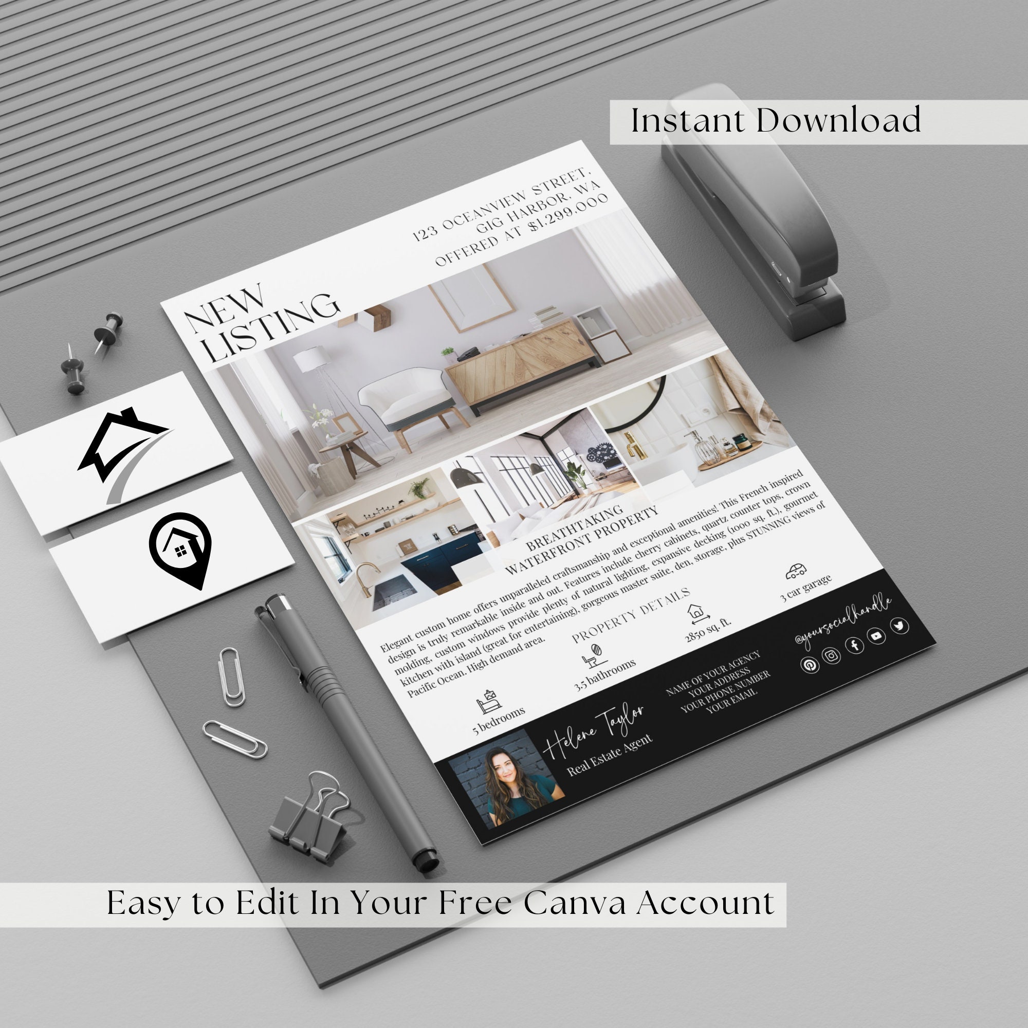 Editable New Listing Flyer Template, Realtor Marketing, Printable New ...