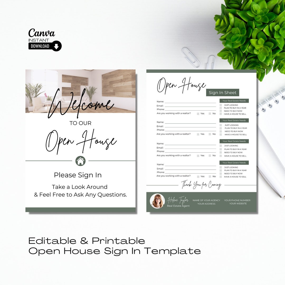 Editable Open House Sign in Sheet, Realtor Open House Form, Real Estate ...