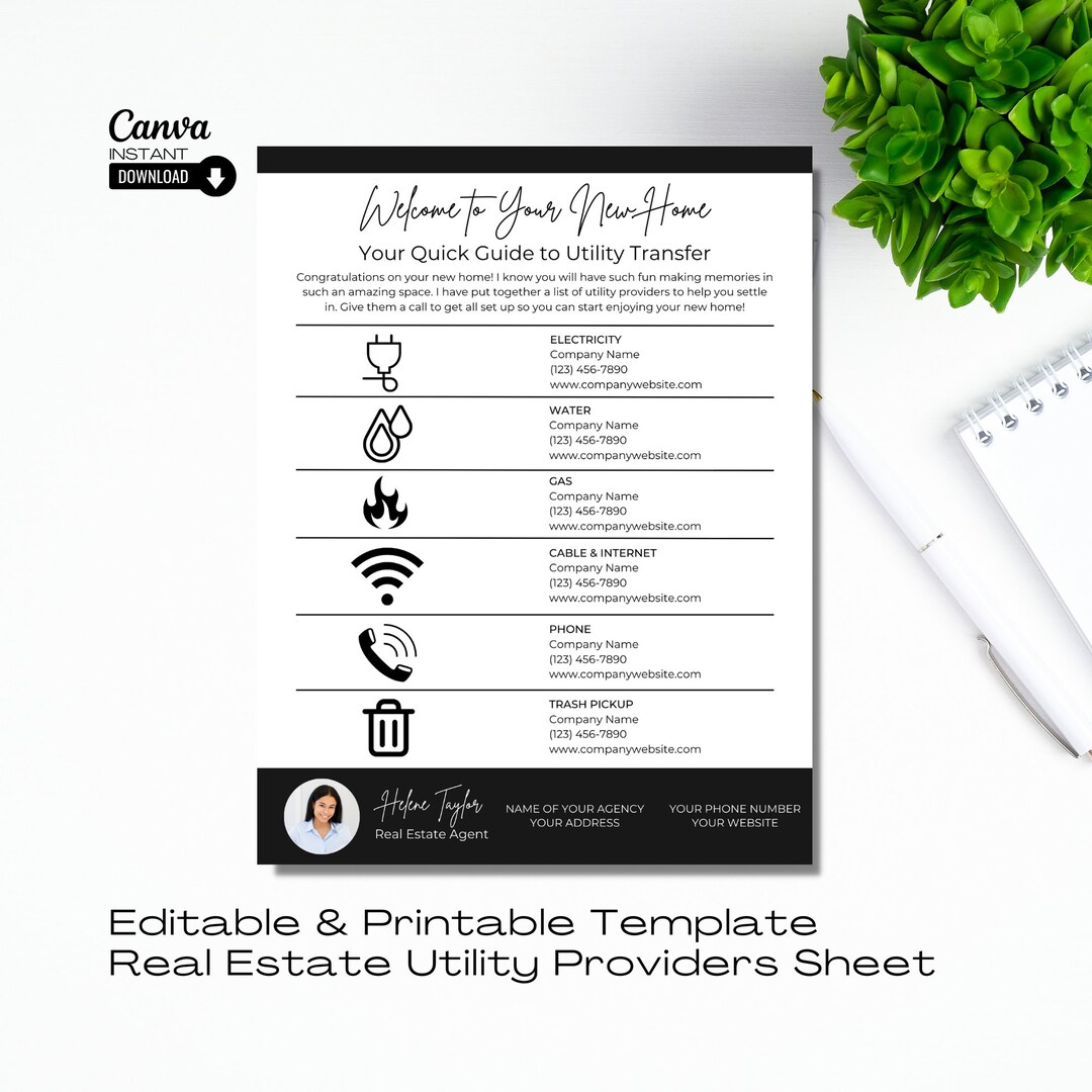 Utility Providers Flyer, Real Estate Marketing, Utility Providers List ...
