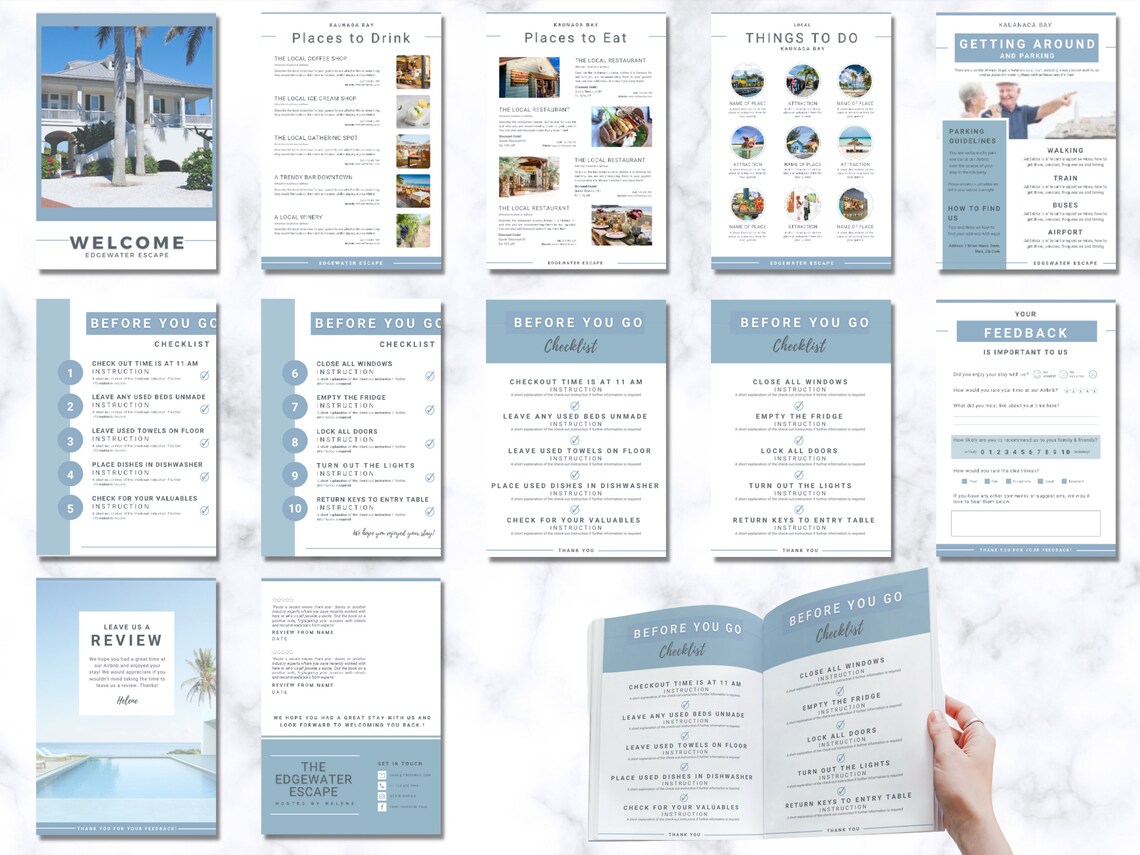 Airbnb Welcome Book Template Editable Canva Welcome Guide - Etsy