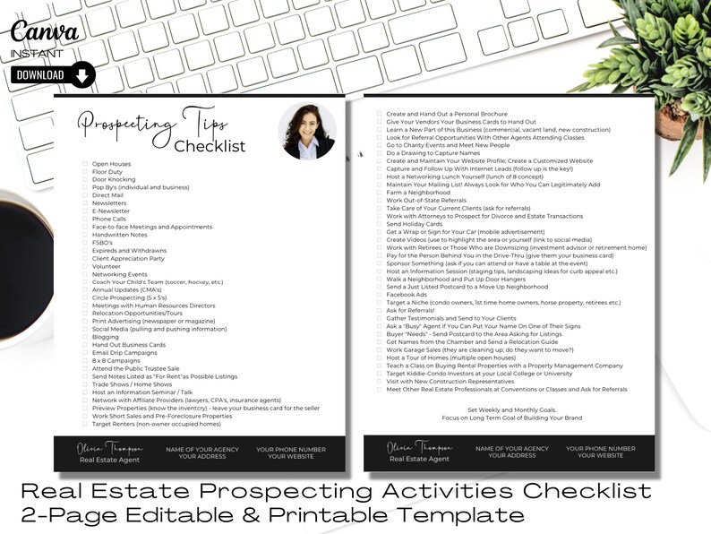 Real Estate Agent Prospecting Checklist Realtor Prospecting - Etsy