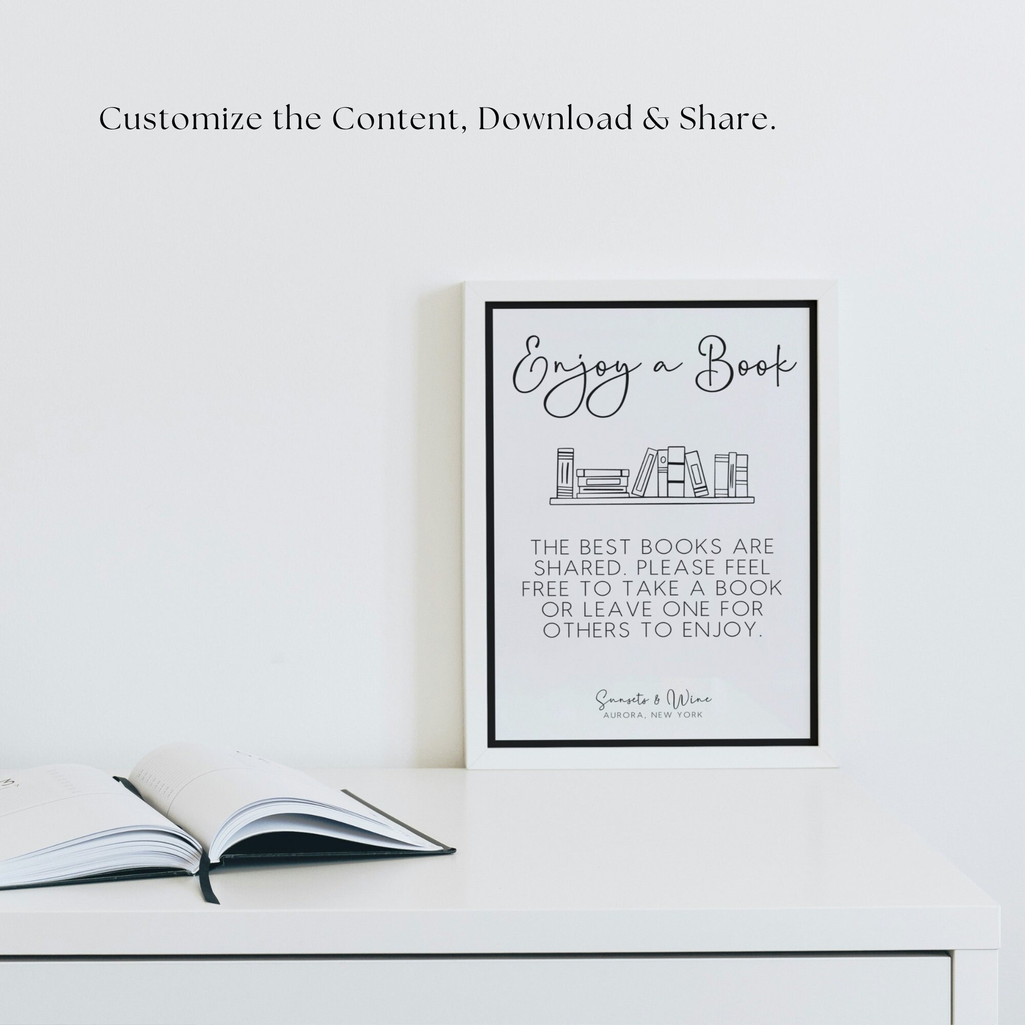 Editable Airbnb Reading Library Sign: Book Sharing (printable Template ...