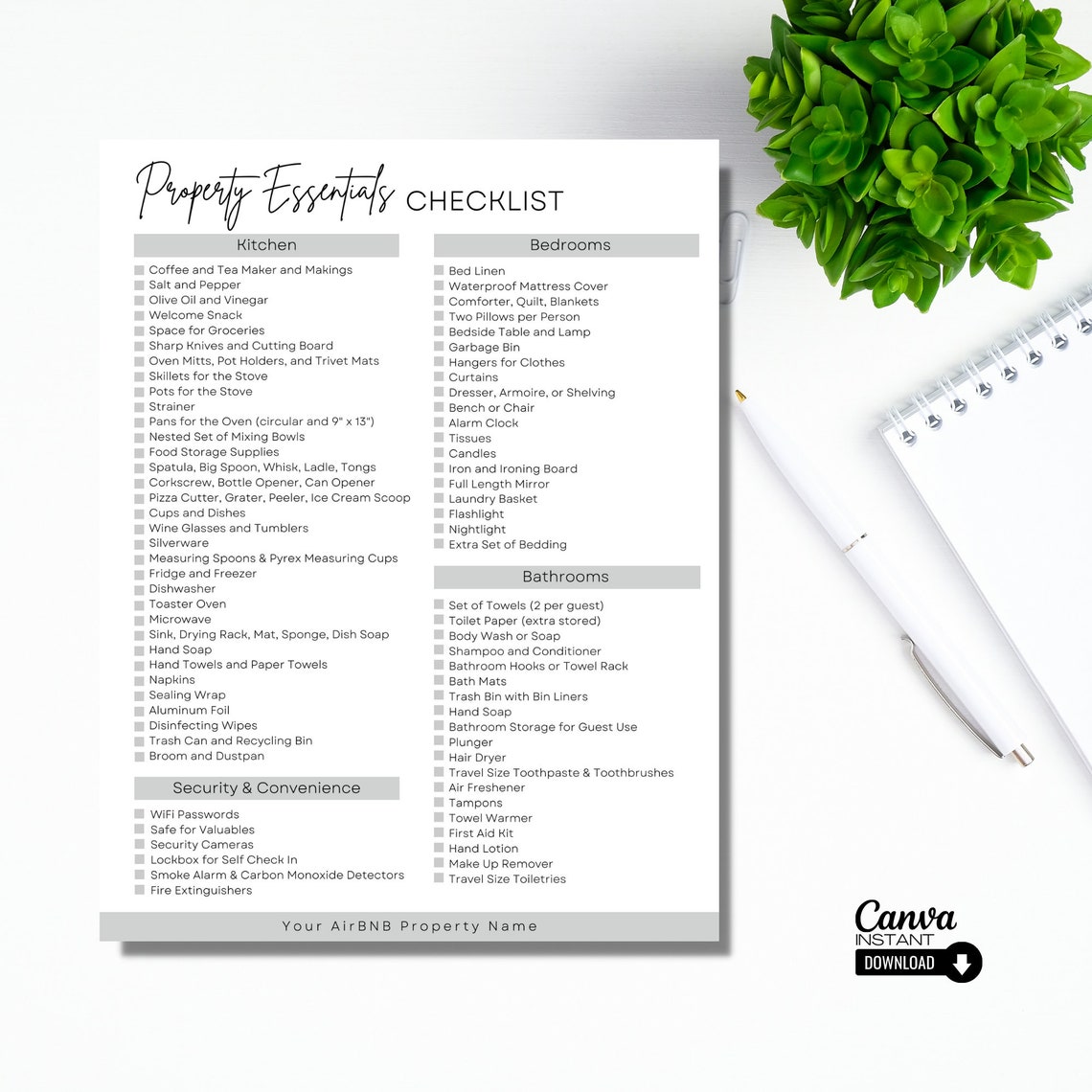 Airbnb Inventory Checklist, Airbnb Essentials Checklist, Housekeeping ...