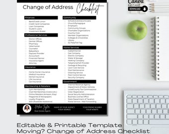Change of Address Checklist, Real Estate Marketing, Real Estate Flyer ...