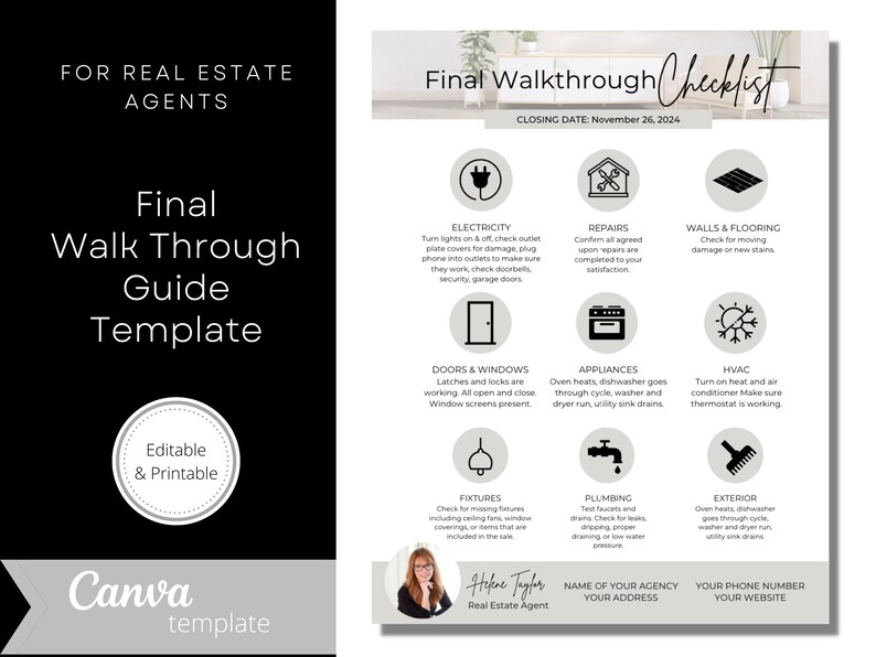 Final Walkthrough Guide Closing Guide Real Estate Marketing - Etsy