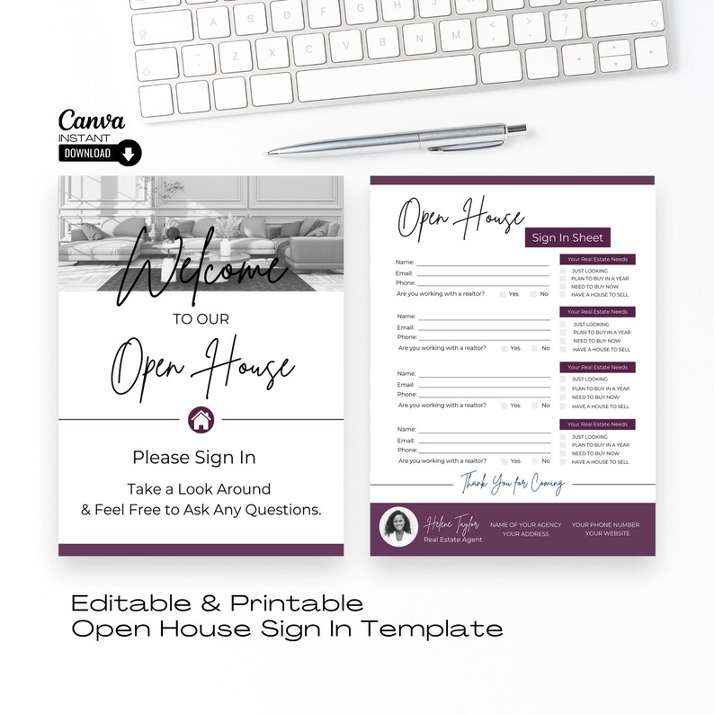 Editable Open House Sign in Sheet, Realtor Open House Form, Real Estate ...