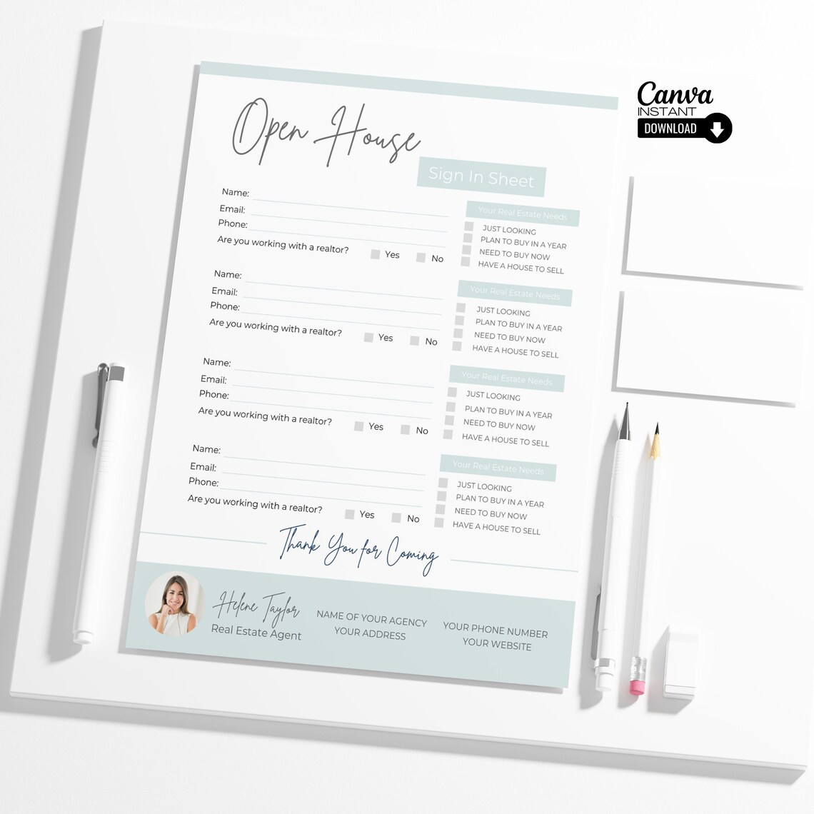 Editable Open House Sign in Sheet, Realtor Open House Form, Real Estate ...
