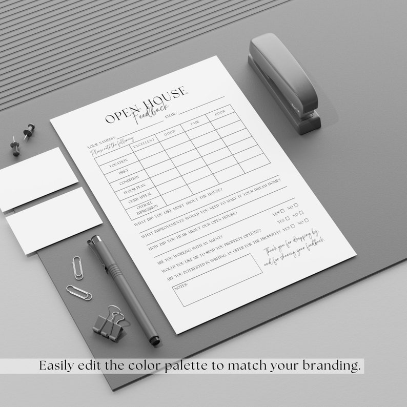 Editable Open House Feedback Form: Real Estate Realtor Template ...