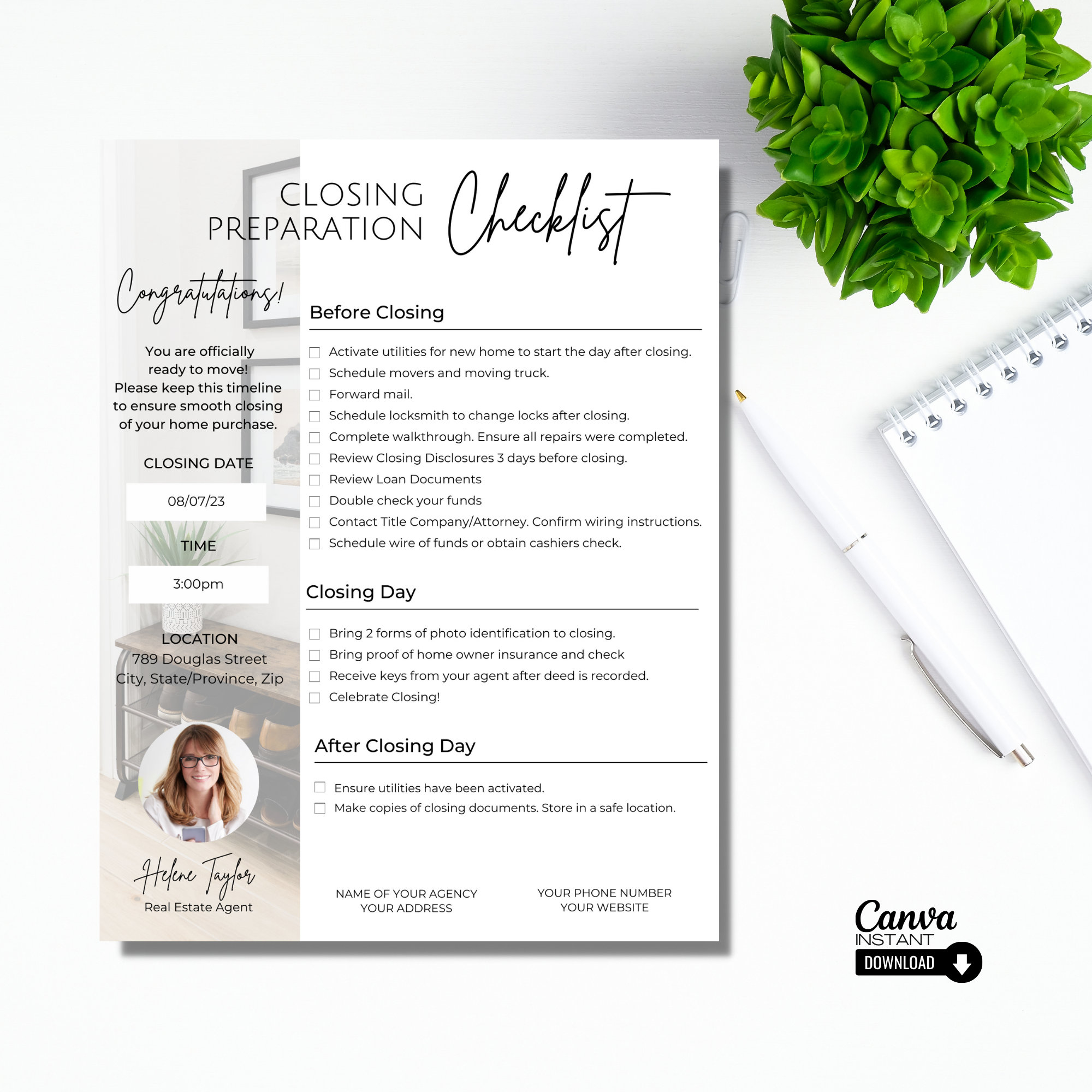 Closing Checklist for Buyer, Real Estate Templates, Real Estate ...