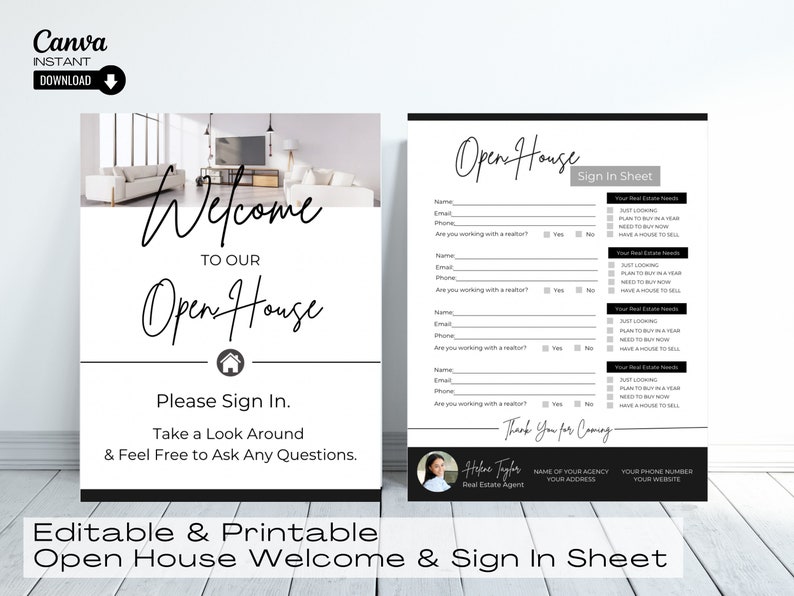 Editable Open House Sign in Sheet Realtor Open House Form - Etsy