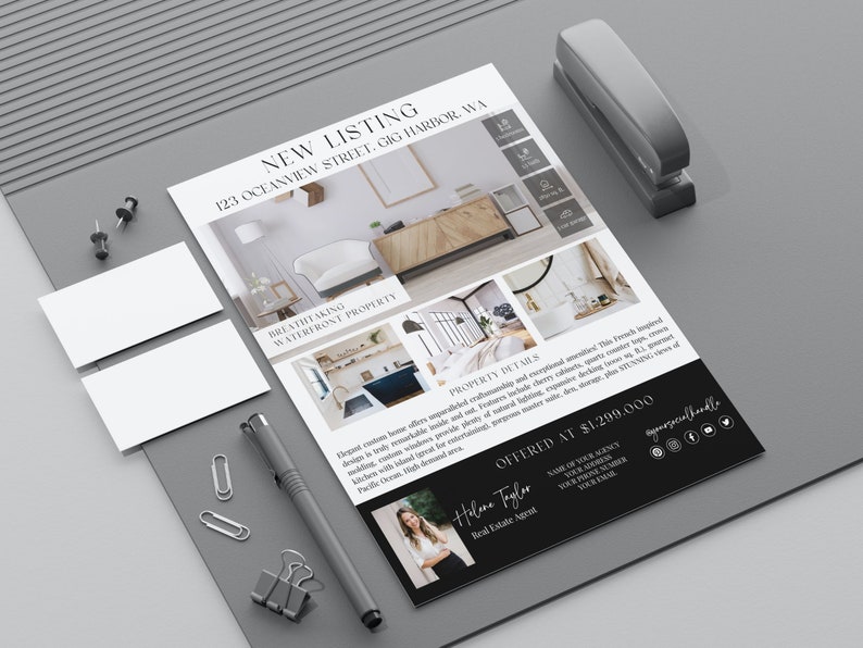 Editable New Listing Flyer Template Realtor Marketing - Etsy