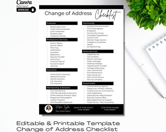 Change of Address Checklist, Real Estate Marketing, Real Estate Flyer ...