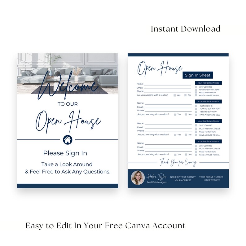 Editable Open House Sign in Sheet Realtor Open House Form - Etsy