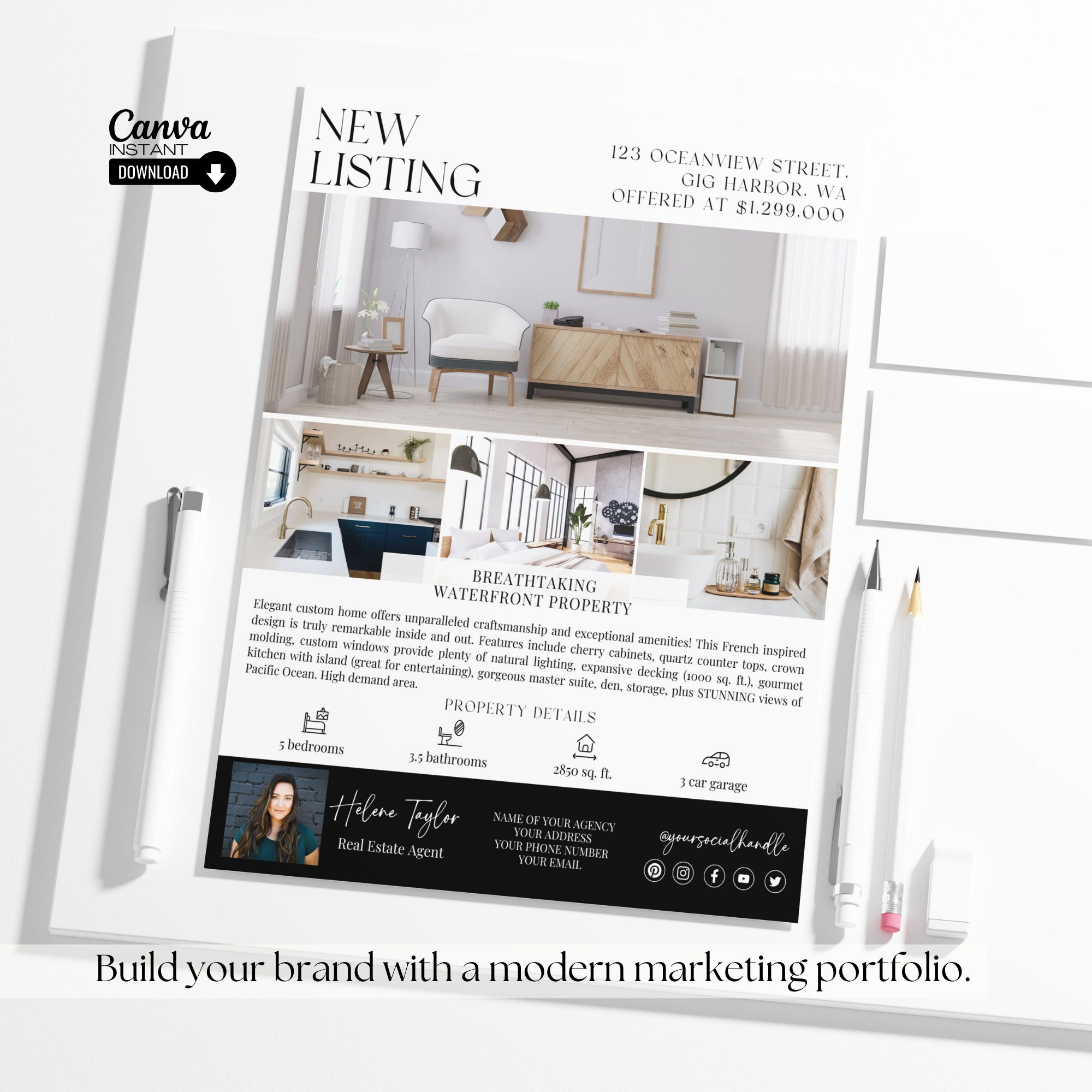 Editable New Listing Flyer Template, Realtor Marketing, Printable New ...