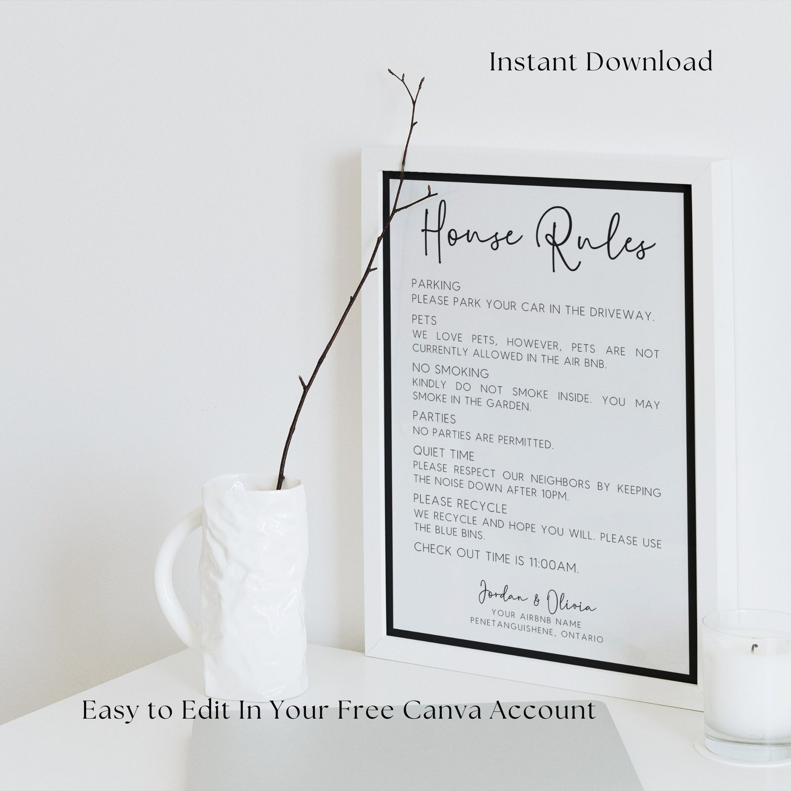 Airbnb Editable House Rules Sign, Rental Property House Rules Printable ...