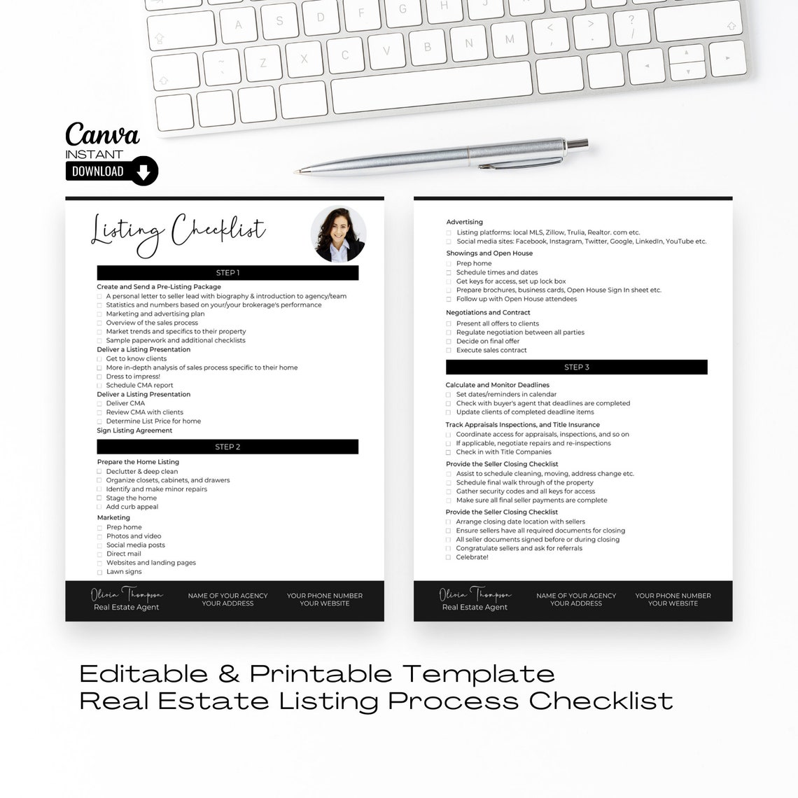 Real Estate Agent Listing Checklist: Editable Realtor Task List (canva ...