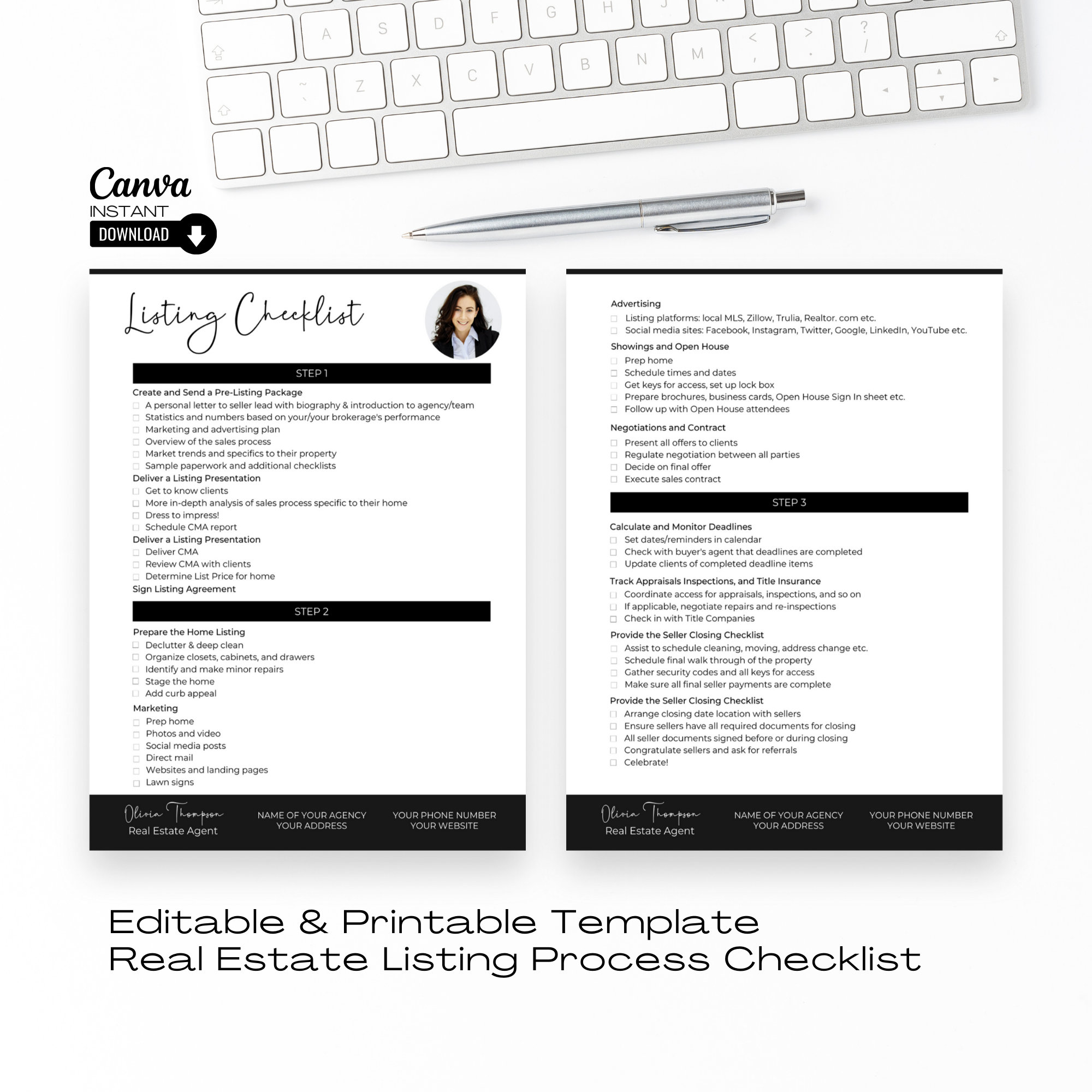 Real Estate Agent Listing Checklist: Editable Realtor Task List (canva ...
