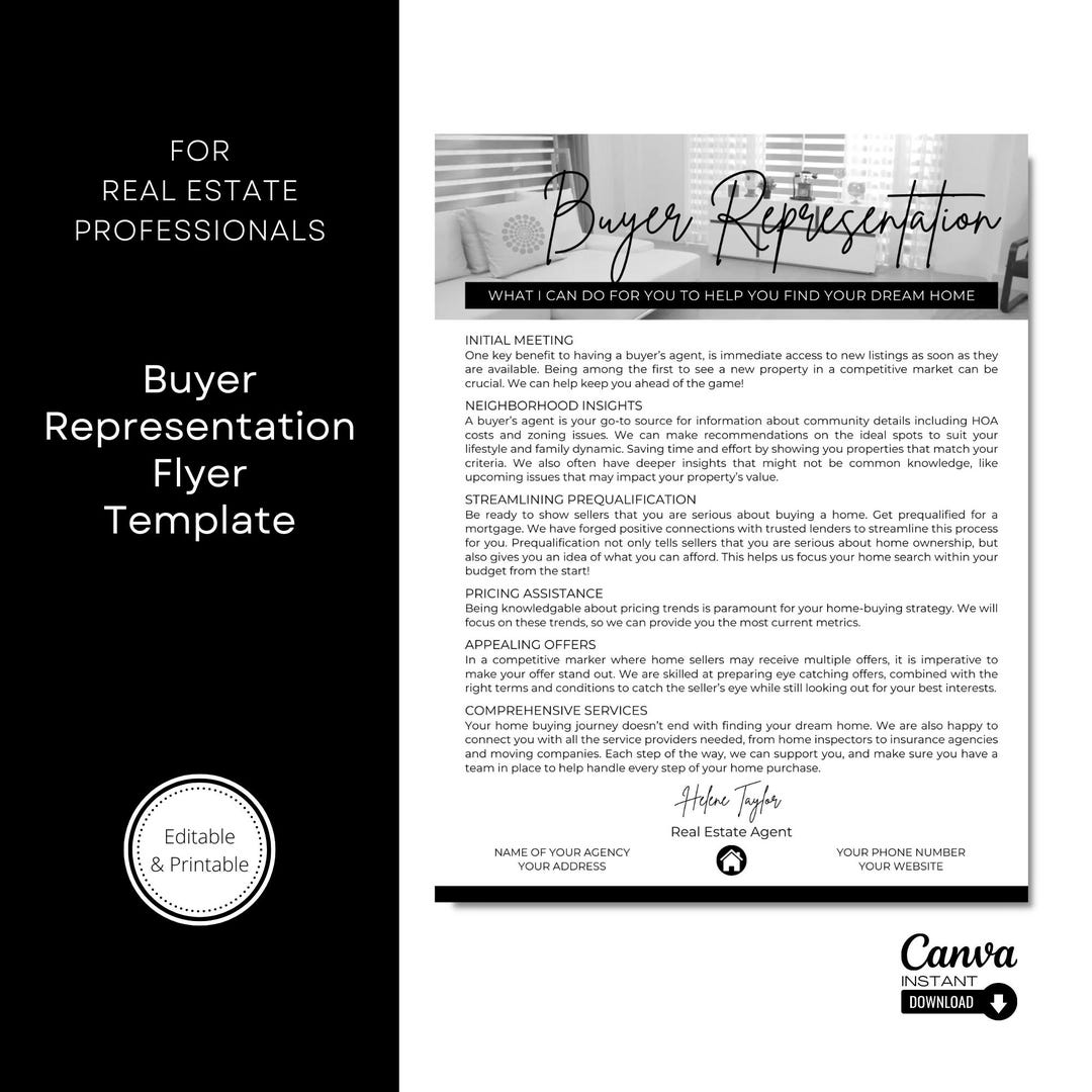 Editable Buyer Representation Flyer, What I Will Do for You as Your ...