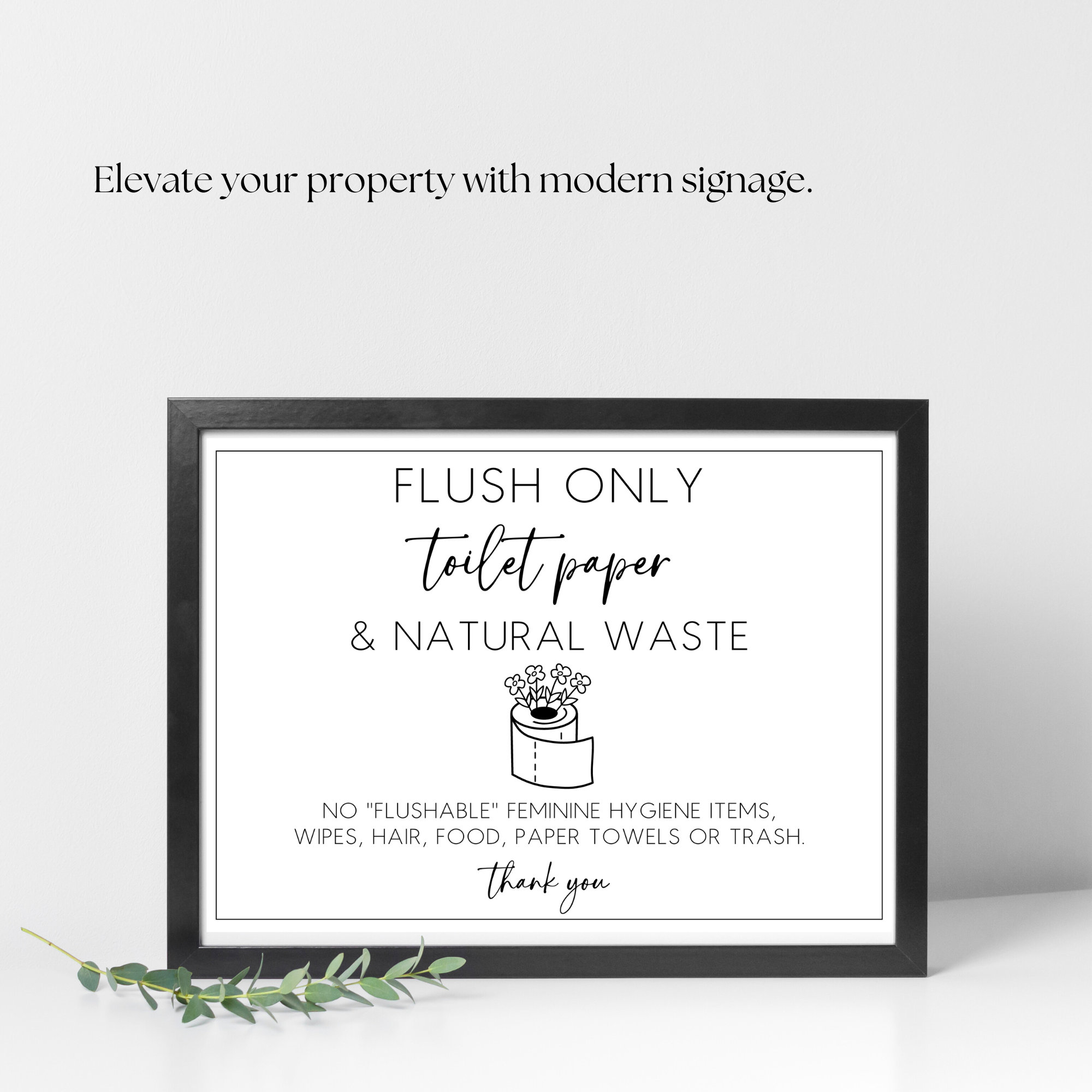 Editable Flush Only Sign: Airbnb Bathroom Printable (canva Template) - Etsy
