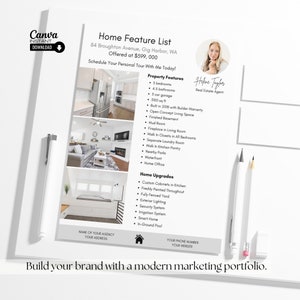Editable Home Feature Sheet, Printable Real Estate Agent Flyer Template ...