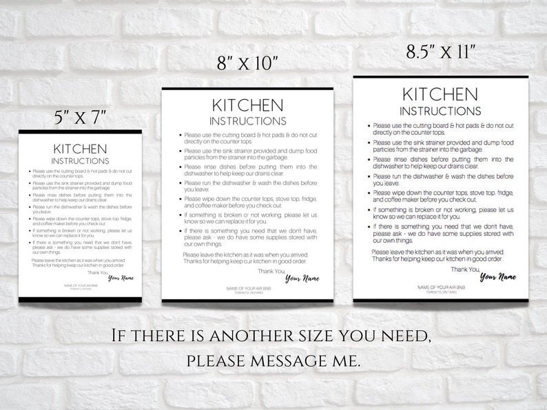 Airbnb Kitchen Rules Sign Template Editable Airbnb Sign - Etsy