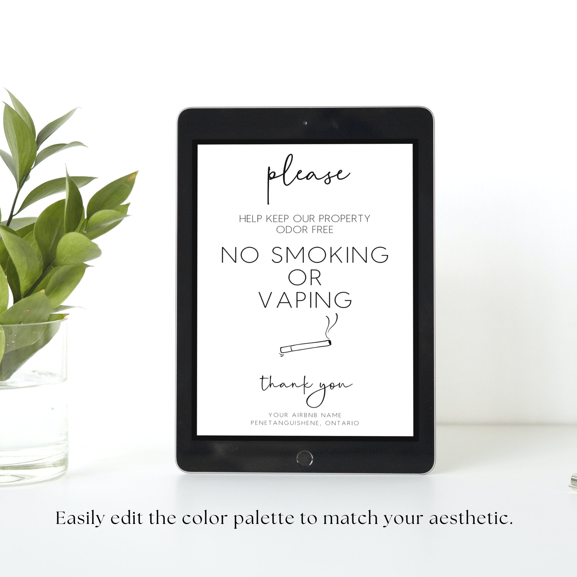 Editable No Smoking Sign, Please No Smoking or Vaping Sign, No Vaping ...