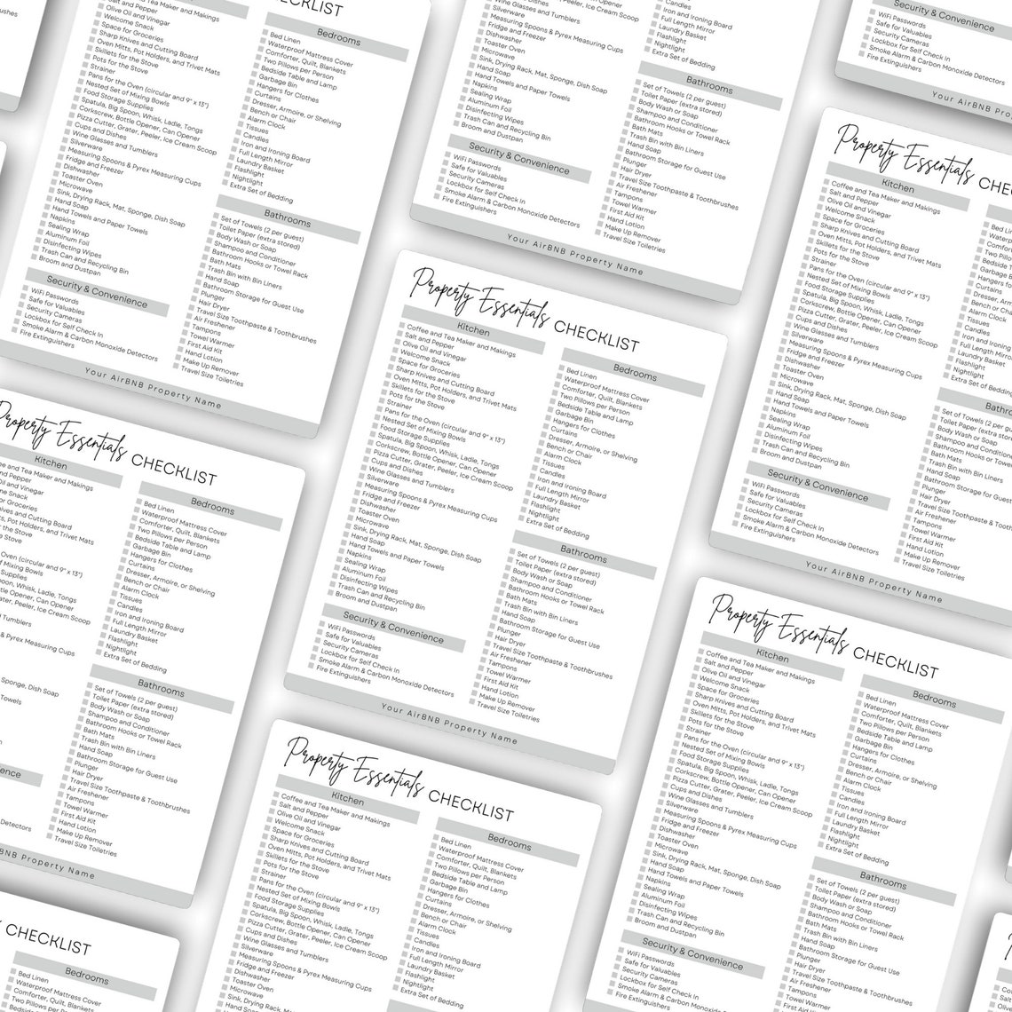 Airbnb Inventory Checklist, Airbnb Essentials Checklist, Housekeeping ...